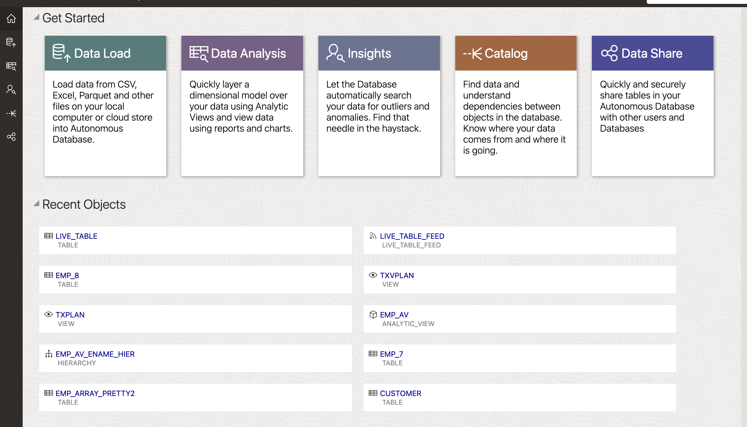 The Data Studio Overview Page