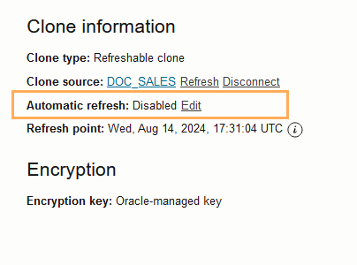 Edit Automatic Refresh Policy for Refreshable Clone