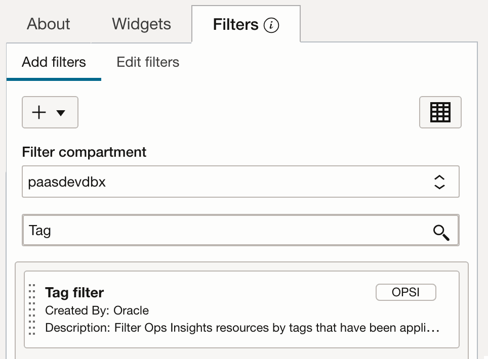 Add a Tag Filter to Dashboards and Widgets