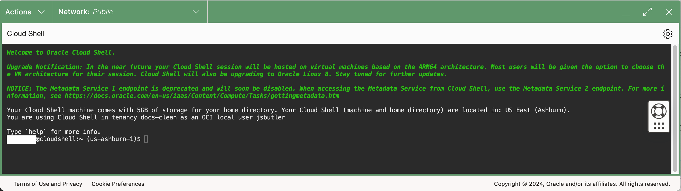 Usando o Cloud Shell
